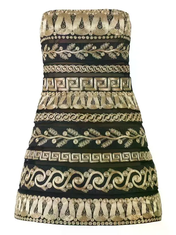 Carolina Herrera Embroidered Strapless Mini Dress