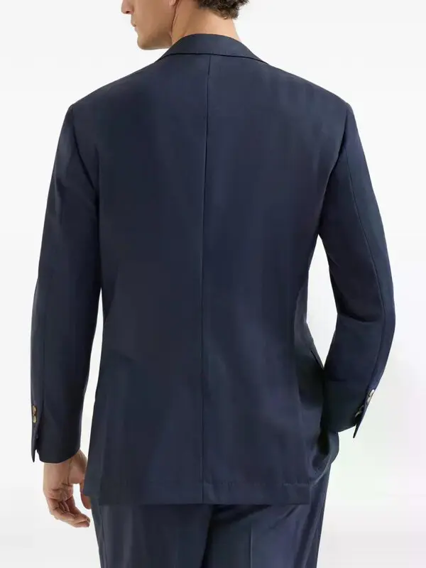 Brunello Cucinelli Virgin-wool Chevron Tailor Blazer With Peak Lapels - Blue