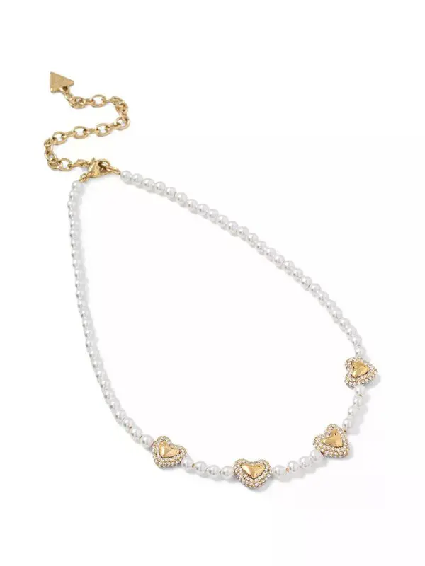 Guess Heart-motif Beaded Necklace - Gold