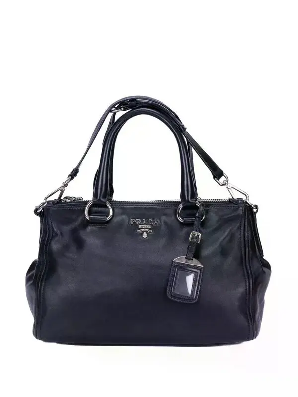 Prada Double Zip Leather Tote Bag