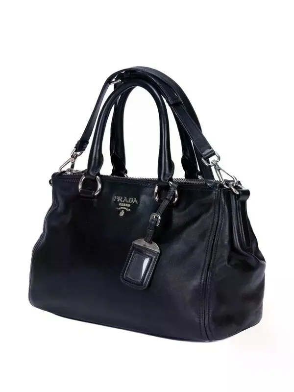 Prada Double Zip Leather Tote Bag