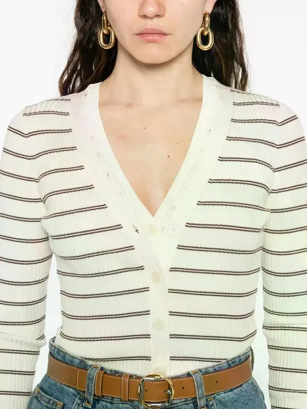Sandro Striped V-neck Cardigan