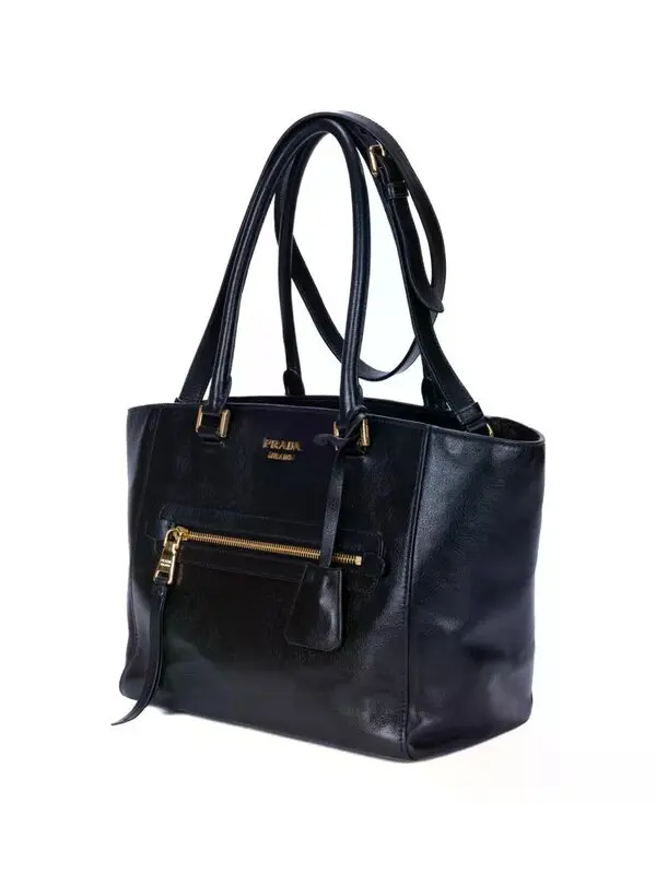 Prada Glace Twin Pocket Leather Tote Bag