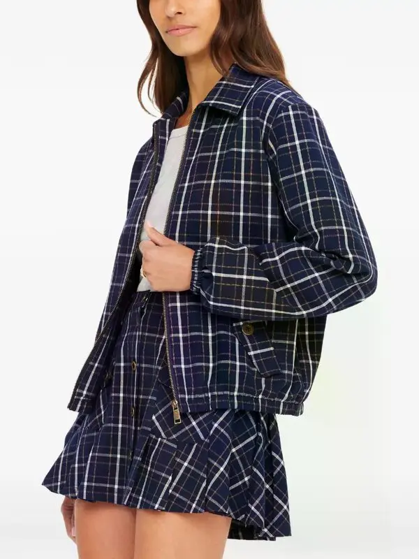 The Upside Valencia Lexi Collared Check Jacket - Blue