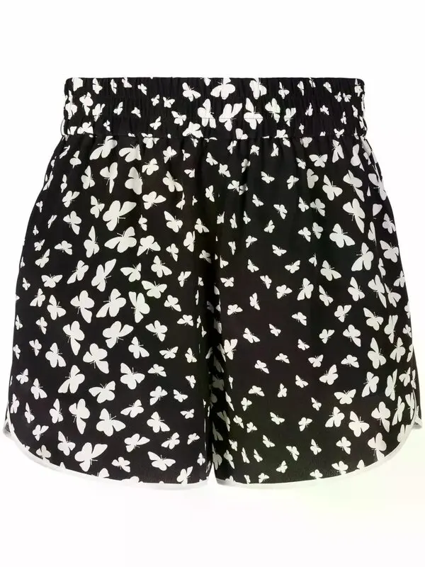Red Valentino Butterfly-print Silk Shorts