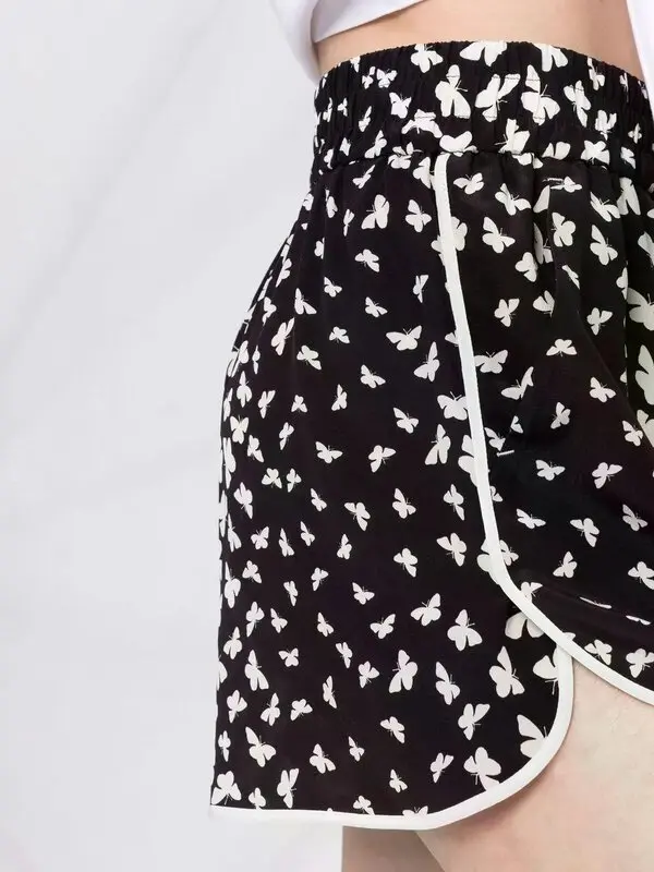 Red Valentino Butterfly-print Silk Shorts