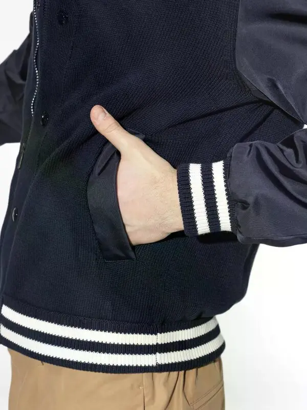 Moncler Striped-trim Knitted Bomber Jacket