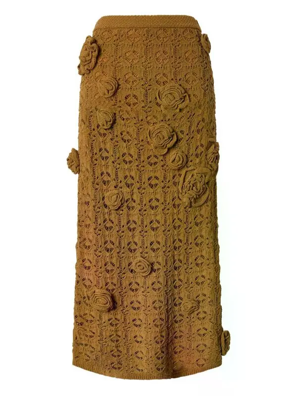 Pinko Rose Crochet Midi Skirt