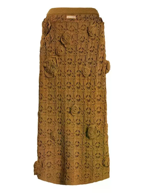 Pinko Rose Crochet Midi Skirt