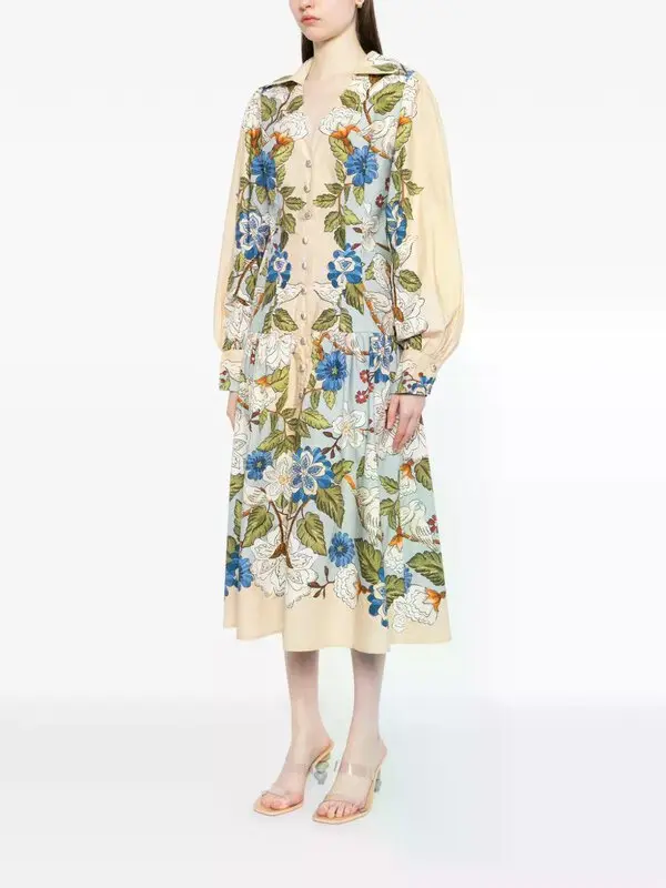 Farm Rio Sand Garden Midi Dress