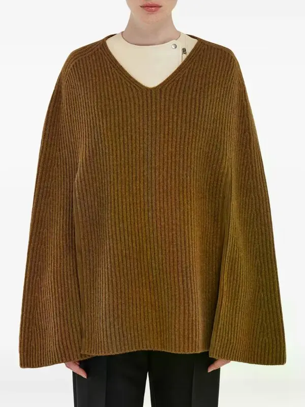 FERRAGAMO Cashmere Blend Cape With Ribbed Detailing