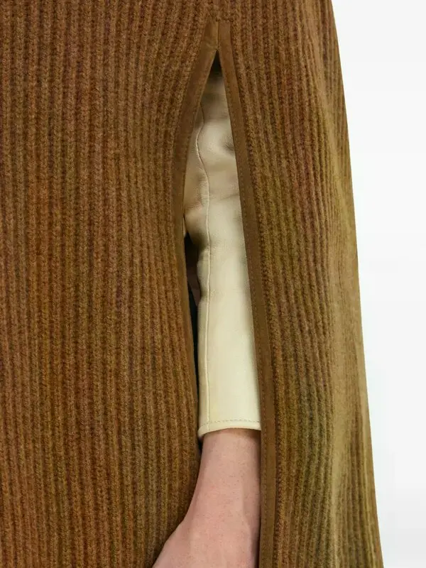 FERRAGAMO Cashmere Blend Cape With Ribbed Detailing