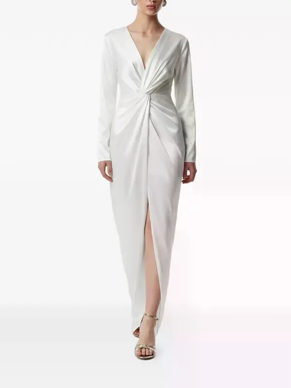 FRAMBOISE Twisted V-neck Dress - White