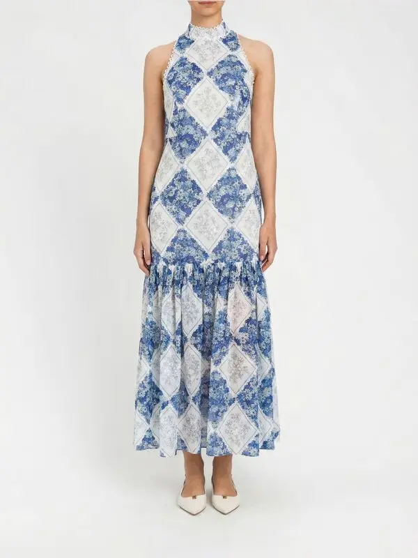 TWINSET Floral Diamond Raffia Dress