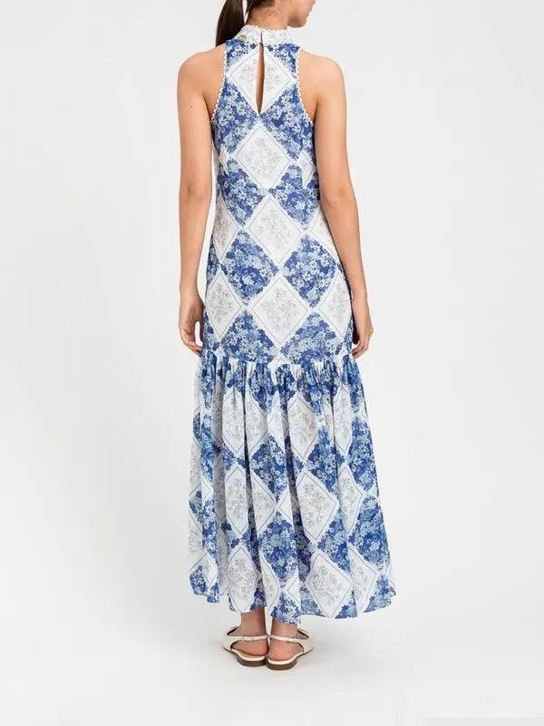 TWINSET Floral Diamond Raffia Dress
