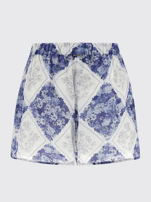TWINSET Floral Raffia And Cotton Shorts