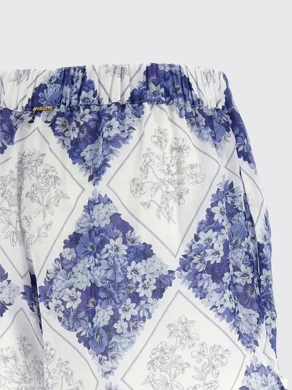 TWINSET Floral Raffia And Cotton Shorts