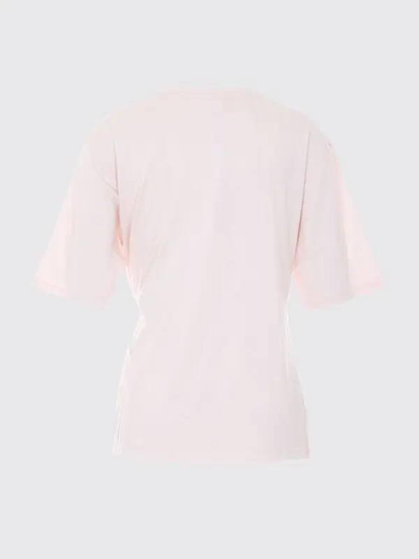 TWINSET Draped Cotton T-shirt With Metal Plaque Detail - Pink