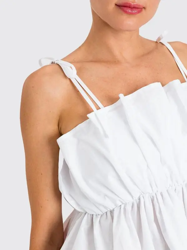 TWINSET Ruched Cotton Top - White