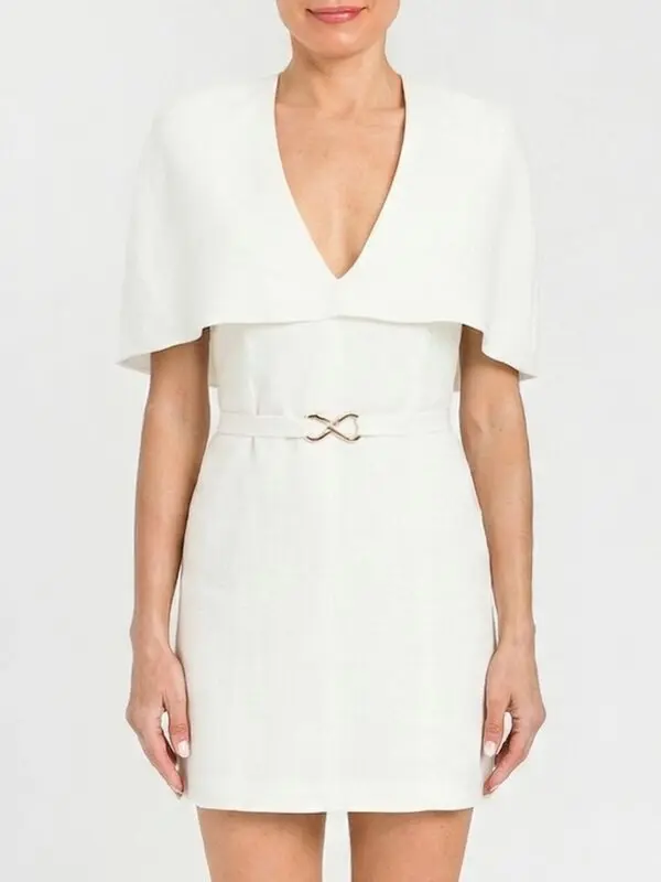 TWINSET Mini Cape Dress In Linen Blend