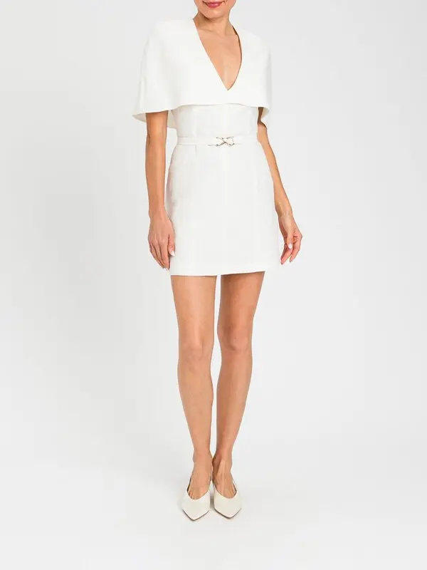 TWINSET Mini Cape Dress In Linen Blend