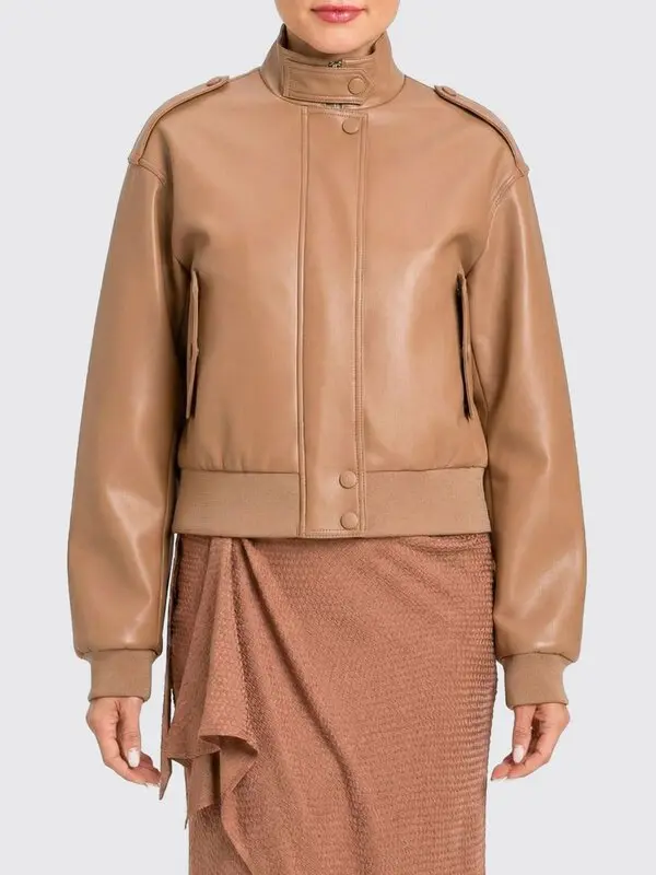 TWINSET Faux Leather Bomber Jacket