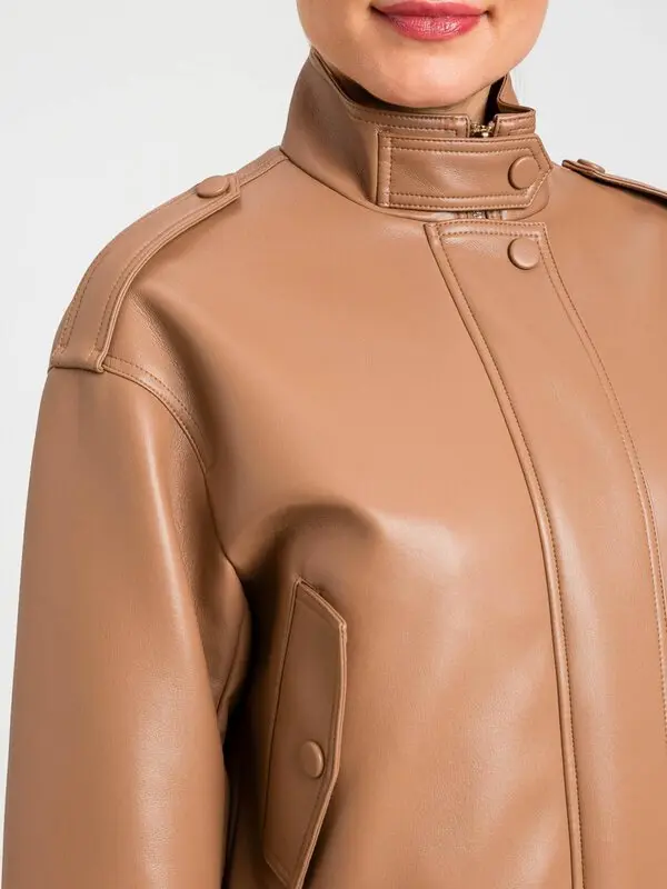 TWINSET Faux Leather Bomber Jacket