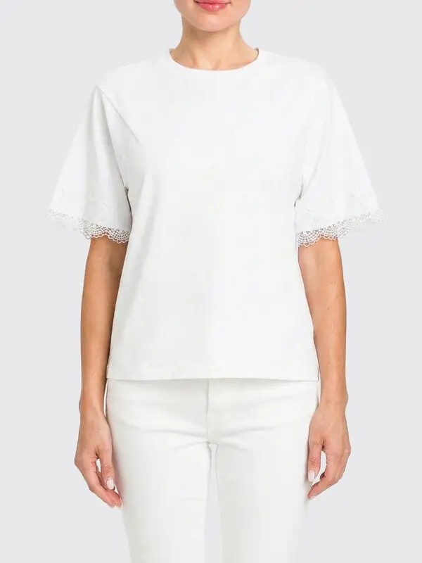 TWINSET Cotton T-shirt With Lace Inserts