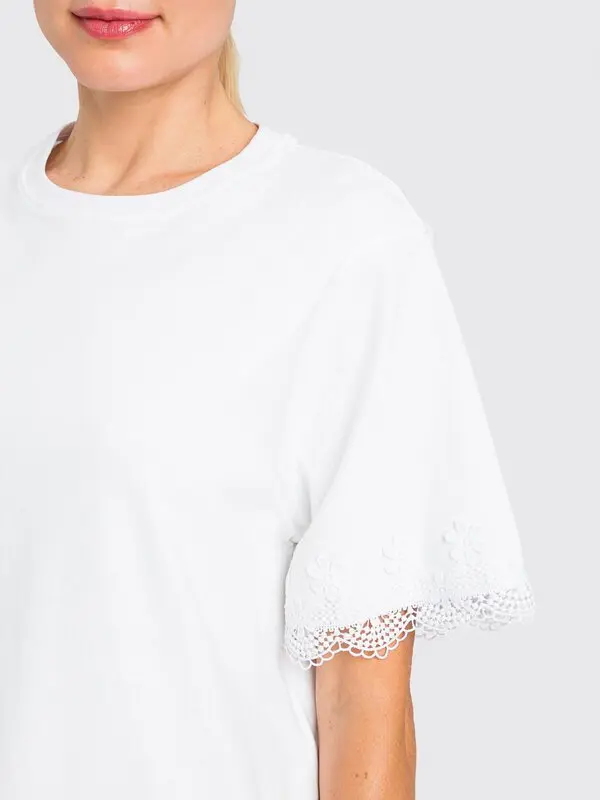 TWINSET Cotton T-shirt With Lace Inserts
