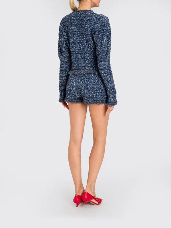 TWINSET Bouclé Cotton Jacket With Fringe Detailing