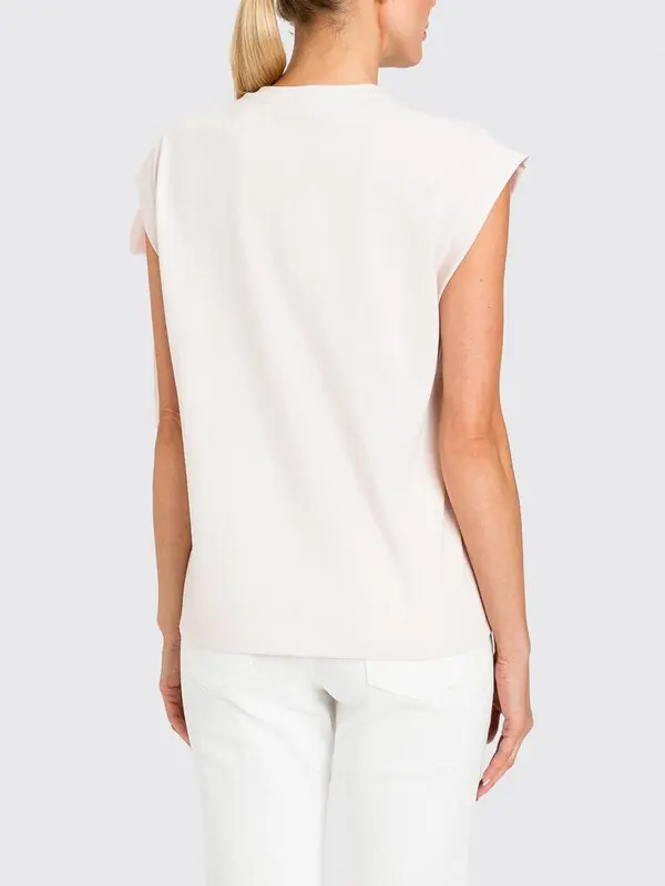 TWINSET Cotton T-shirt With Embellished Straps - Pink