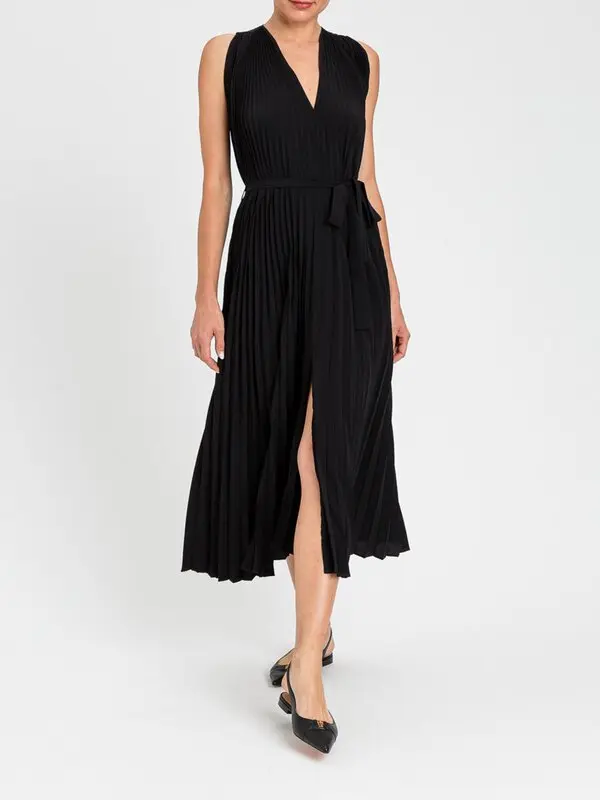 TWINSET Pleated V-neck Midi Dress