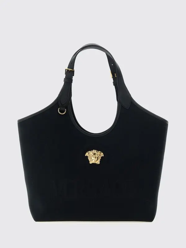Versace La Medusa Cotton Canvas Tote Bag - Black