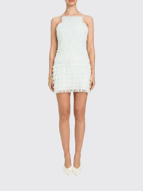 TWINSET Aquacoloured Tulle Ruffled Mini Dress