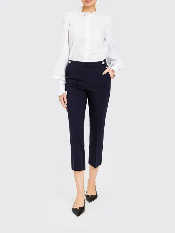 TWINSET Cropped Fit Trousers In Viscose Blend - Blue