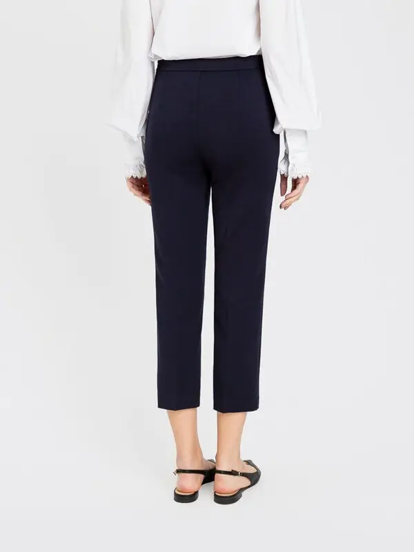 TWINSET Cropped Fit Trousers In Viscose Blend - Blue