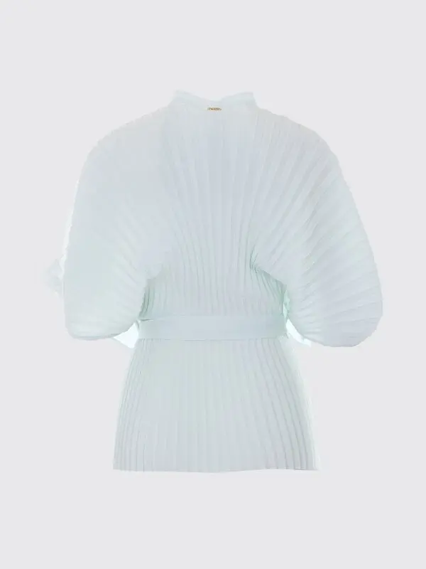 TWINSET Pleated Crêpe Shirt With Mandarin Collar - Water