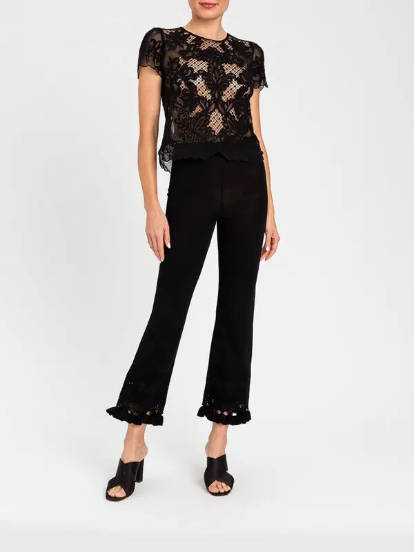 TWINSET Cropped Flare Trousers With Ruffled Hem