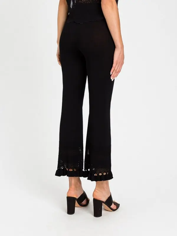 TWINSET Cropped Flare Trousers With Ruffled Hem