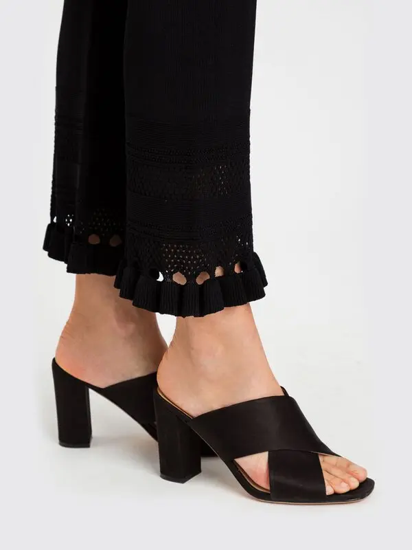 TWINSET Cropped Flare Trousers With Ruffled Hem