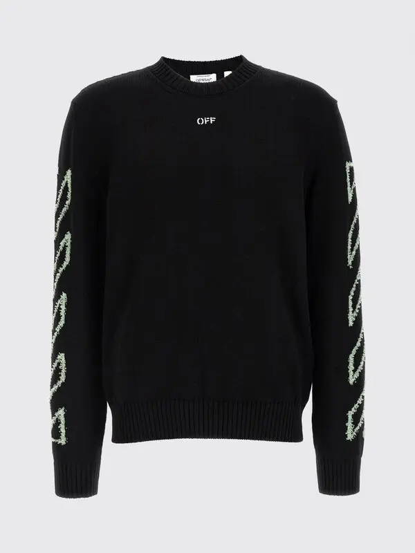 Off-White Cotton Logo Crewneck Pullover - Black