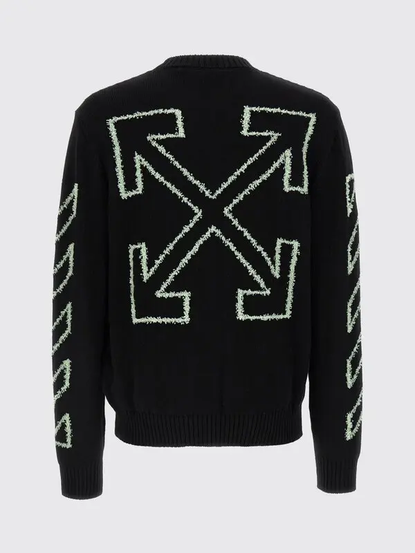 Off-White Cotton Logo Crewneck Pullover - Black