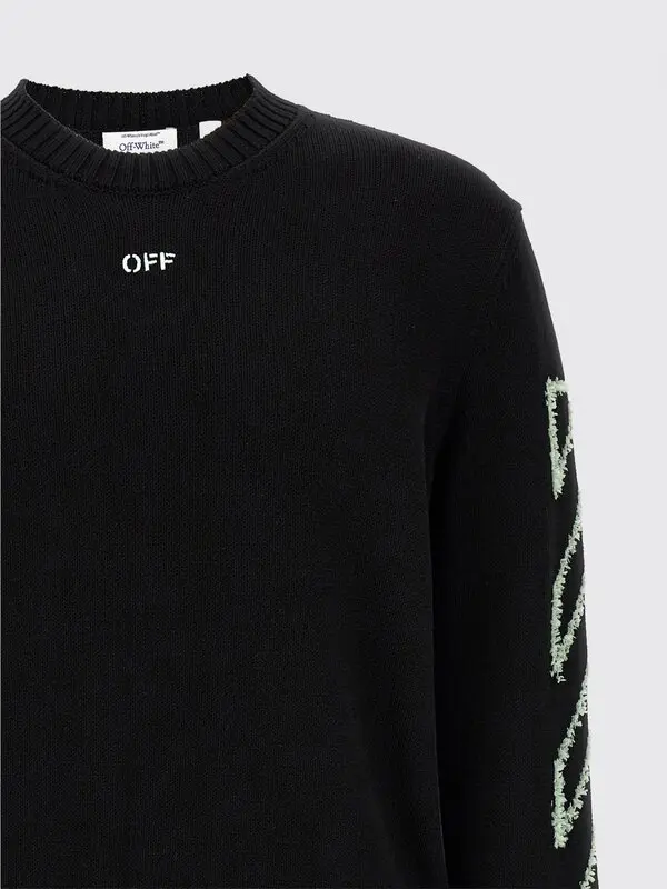 Off-White Cotton Logo Crewneck Pullover - Black