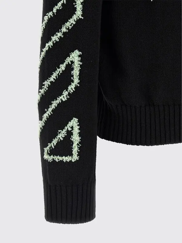 Off-White Cotton Logo Crewneck Pullover - Black