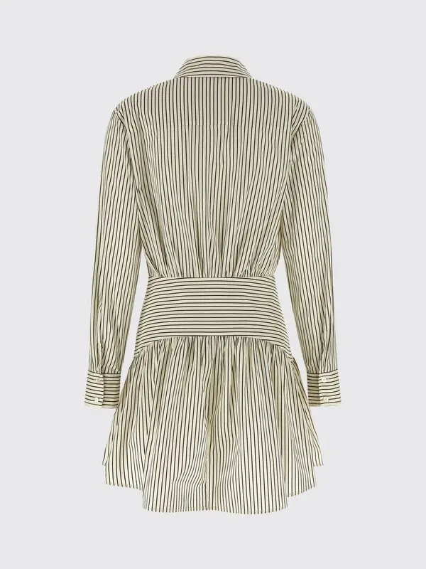 Staud Striped Cotton Blend Mini Shirt Dress - White
