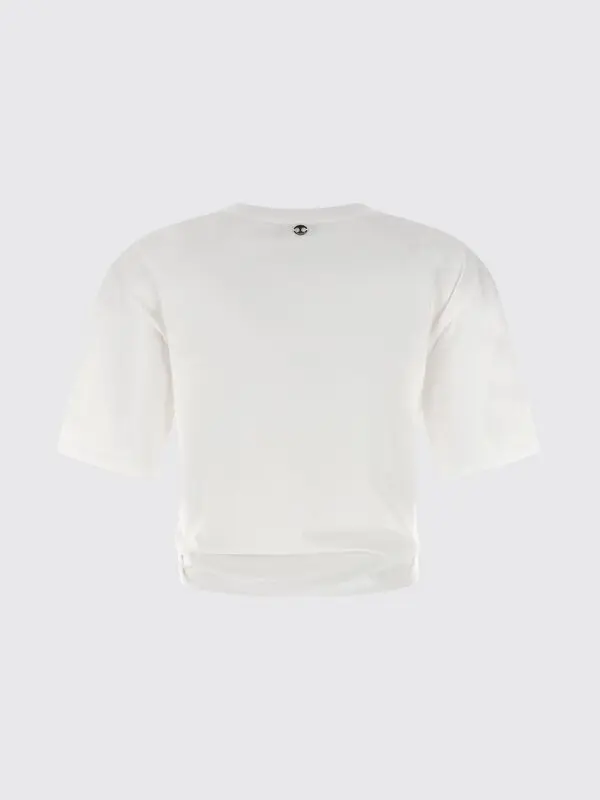 Rabanne Cropped Slogan Print T-shirt With Metal Ring Detail - White