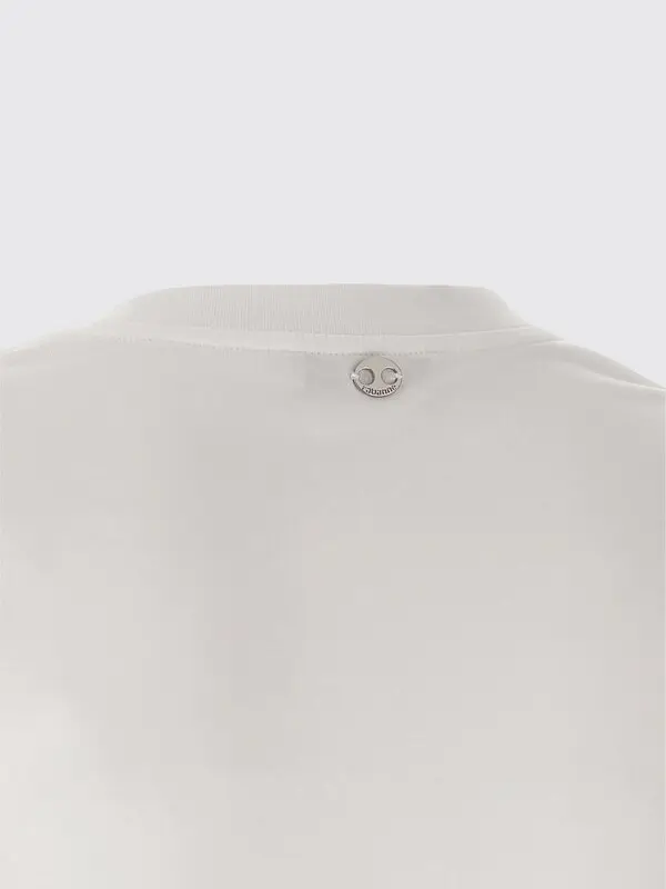 Rabanne Cropped Slogan Print T-shirt With Metal Ring Detail - White