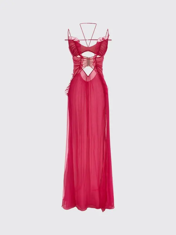 NENSI DOJAKA Cut-out Silk Maxi Dress - Fuchsia