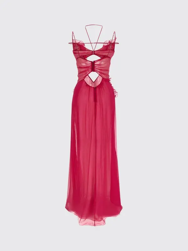 NENSI DOJAKA Cut-out Silk Maxi Dress - Fuchsia