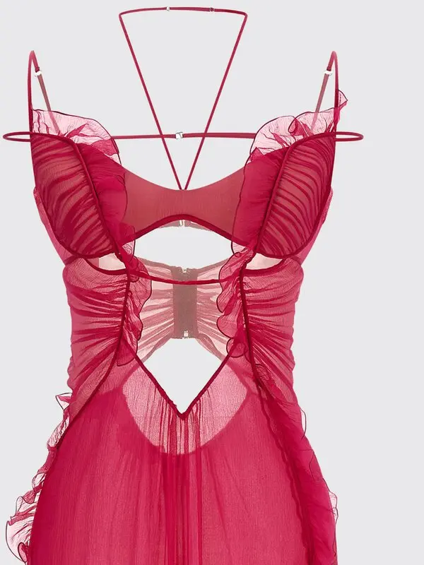 NENSI DOJAKA Cut-out Silk Maxi Dress - Fuchsia